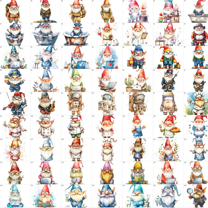 504 Gnome Watercolor Clipart Bundle, Cute Gnome Worker, Gnome Clipart ...