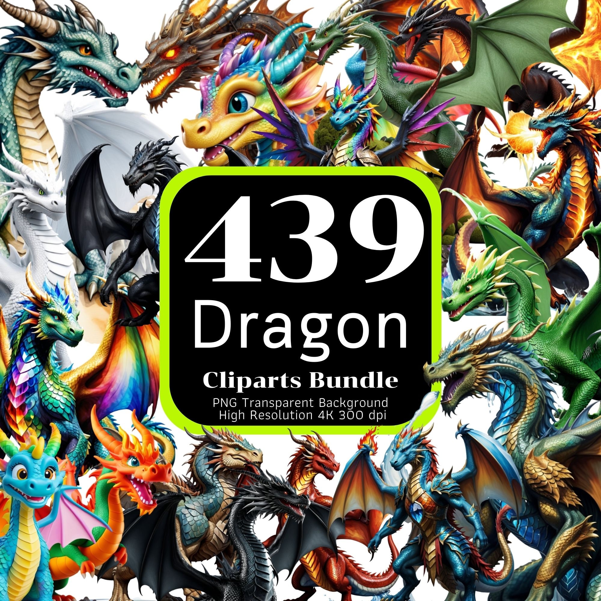 439 Dragons PNG Bundle, Cute Dragon, Steampunk Dragon, Watercolor ...