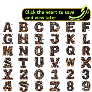 252 Cute Halloween Alphabet & Numbers Bundle, Halloween Letters PNG ...