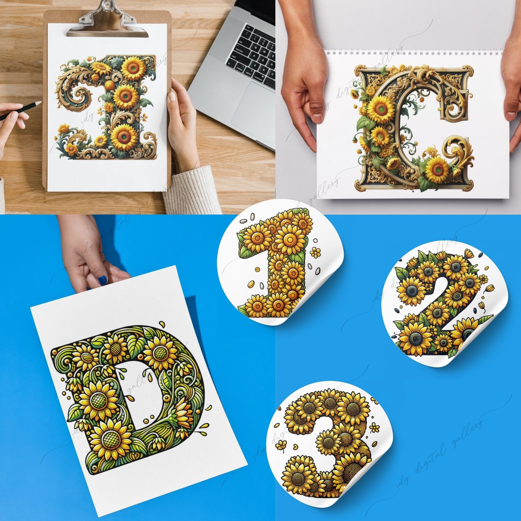 180 Sunflower Alphabets & Numbers, Sunflower Letters, Inflatable ...