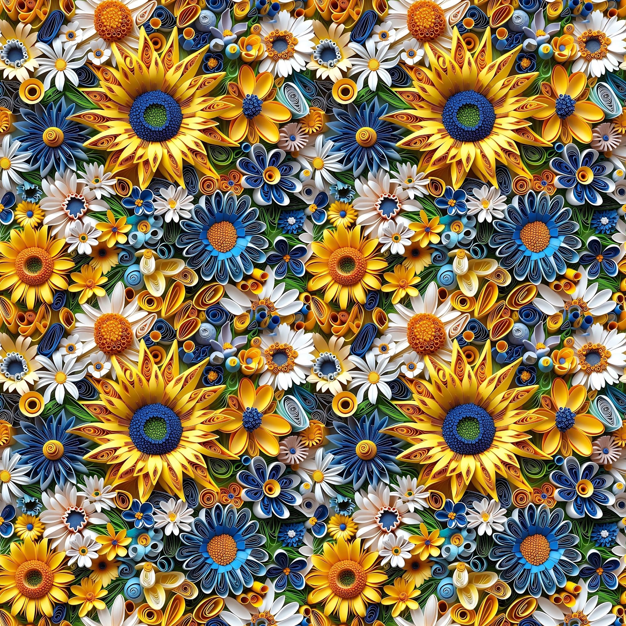 500+ Flower 3D Paper Quilled Patterns, Seamless Digital Papers ...