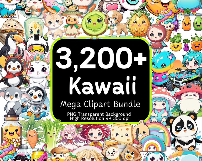 Kawaii Animal Clipart | 300 DPI JPEG | Transparent PNG | 4200 X 4200 ...
