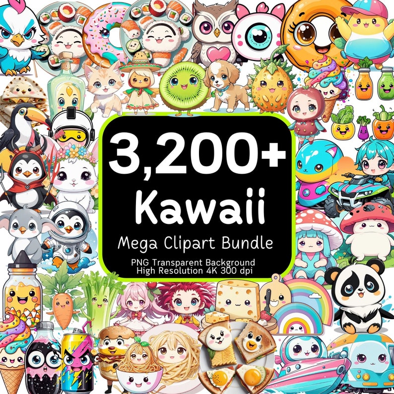 3200 Kawaii Clipart Mega Bundle, Cute Kawaii, Kawaii Animals, Kawaii ...