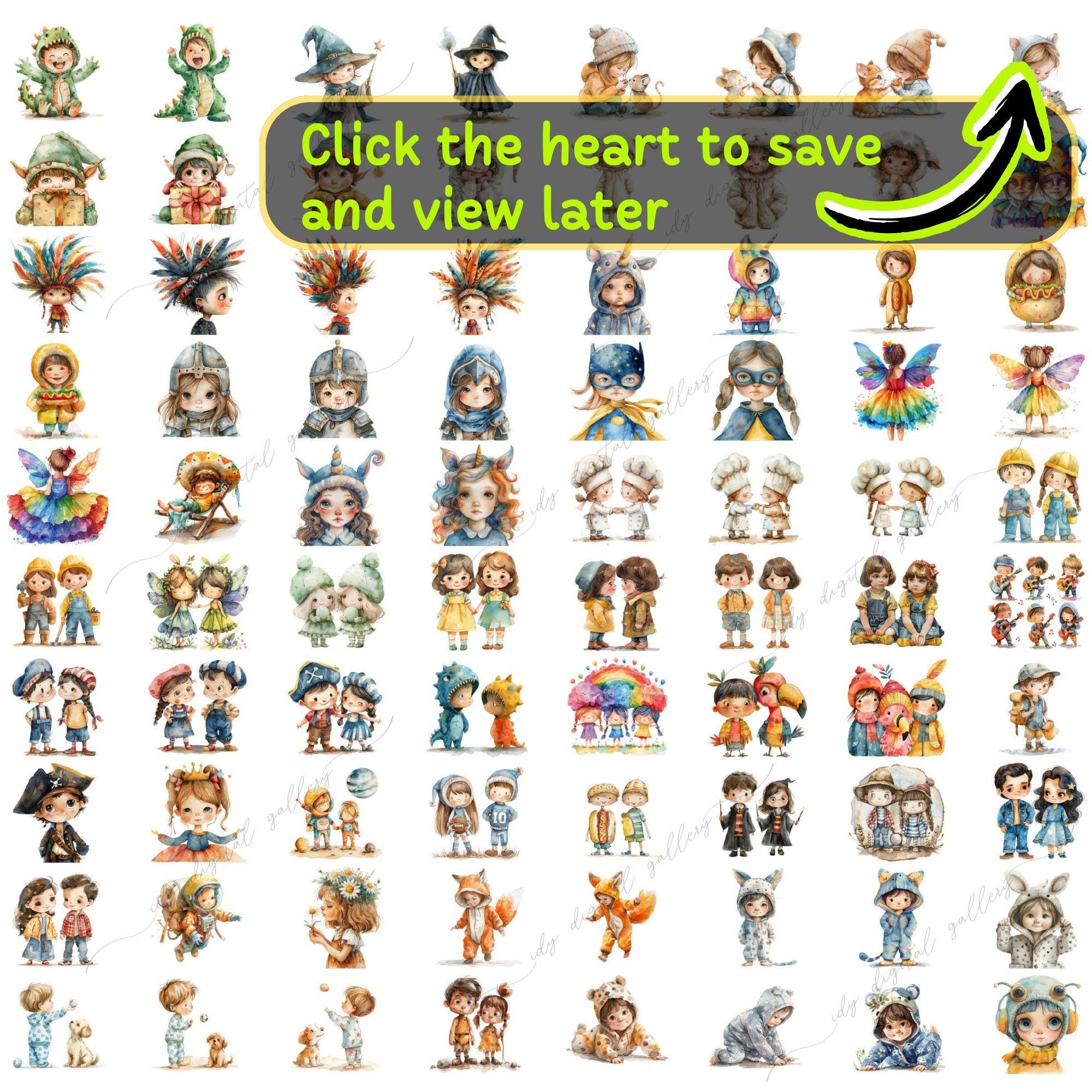 305 Playful Kids Clipart Bundle: Watercolor Baby PNG, Nursery ...