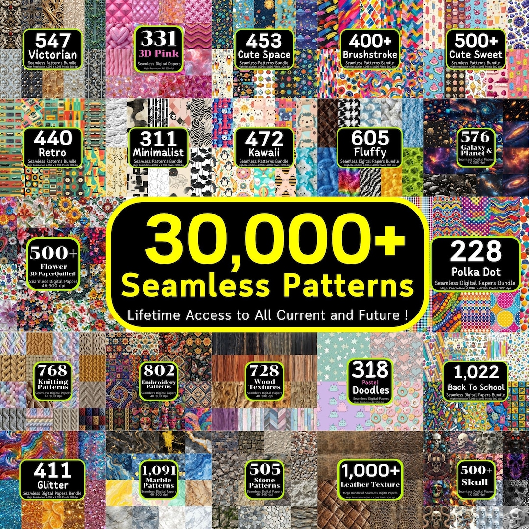 30,000+ Seamless Patterns Mega Bundle - All Past and Future Sets ...