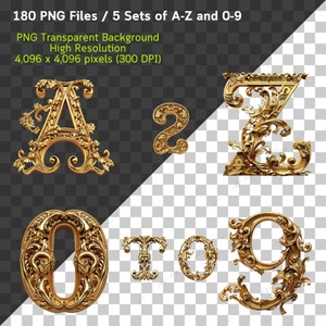 180 Golden Alphabet Bundle, Gold Letters, Gold PNG, Gold Alphabet Font ...