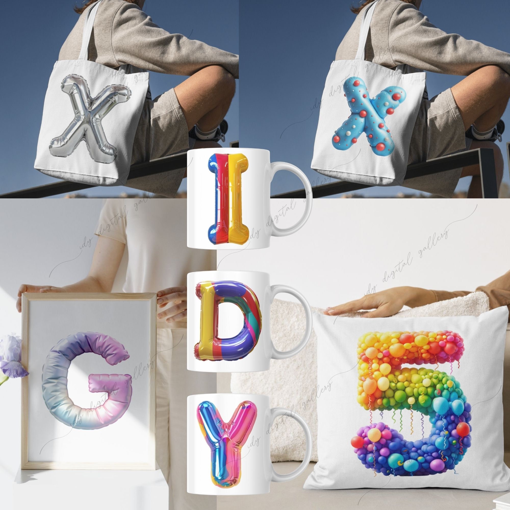 360 Colorful Inflated Alphabet Bundle, Inflated Letters, Colorful ...