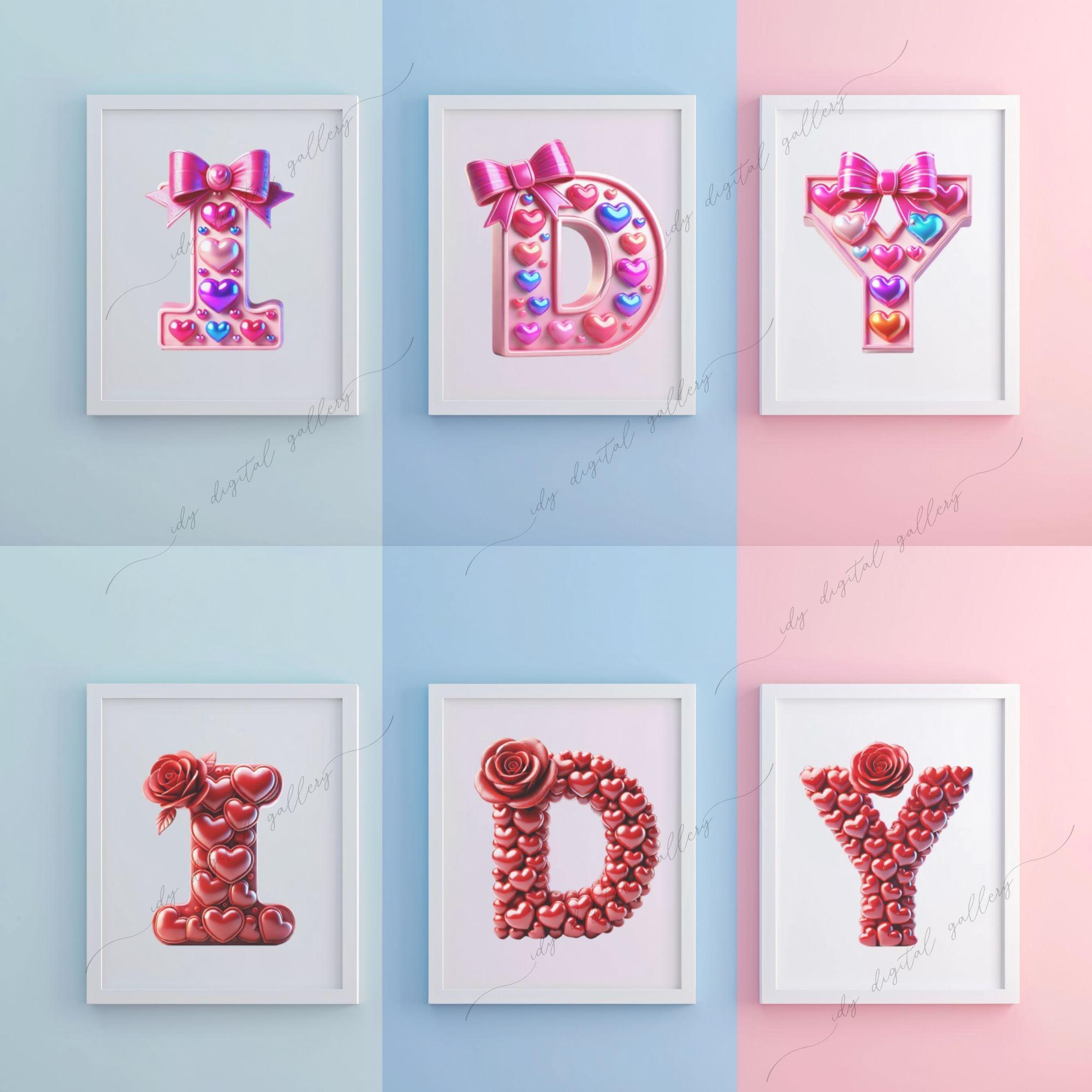 144 Cute Valentine Alphabet & Numbers Bundle, Heart Letters PNG ...