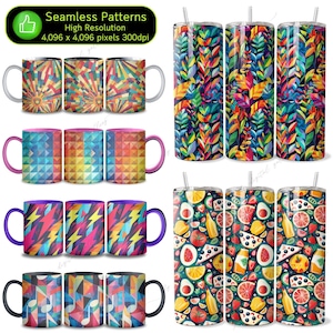 800+ Geometric Seamless Patterns Bundle, Abstract Digital Paper, Colorful Seamless, Seamless ...