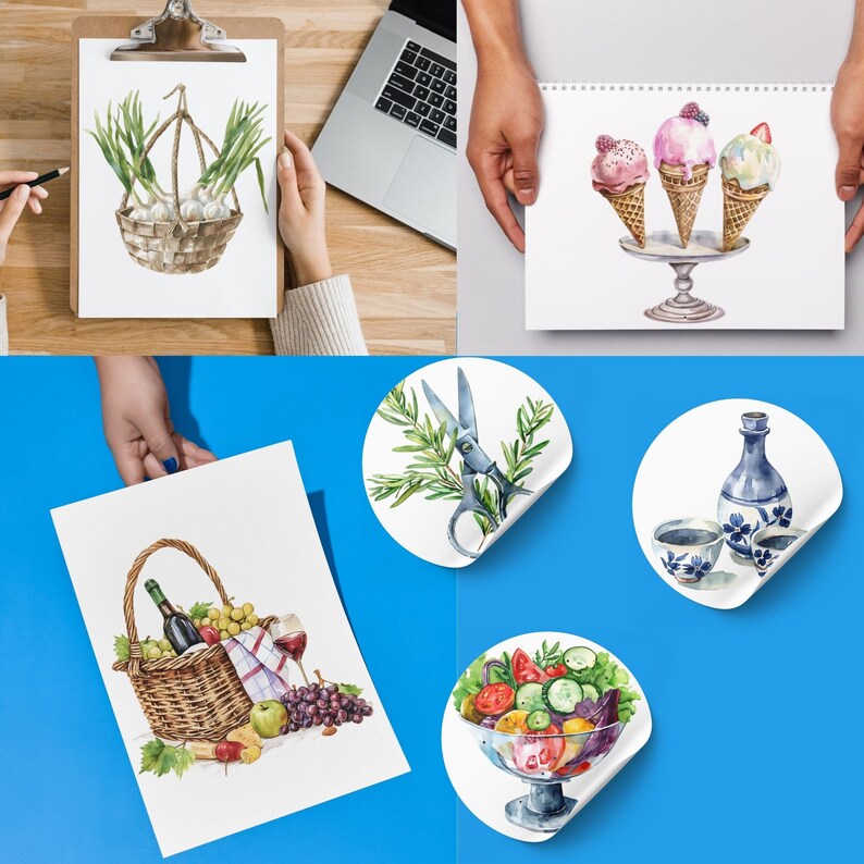 2,120 Watercolor Kitchen Clipart Mega Bundle, Cooking Clipart, Kitchen ...