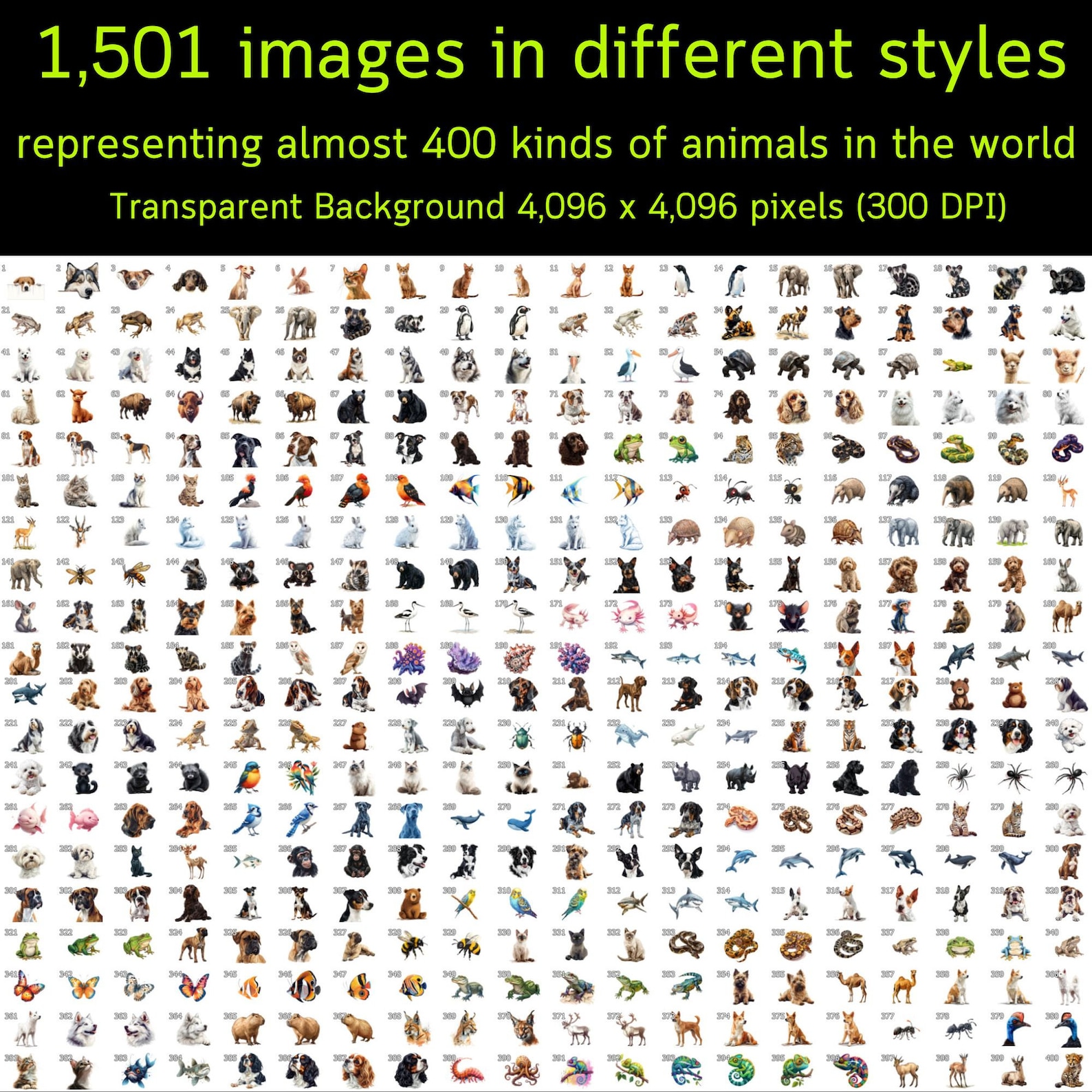 1,501 Animal Cliparts, PNG Clipart, up to 400 Various Species of ...