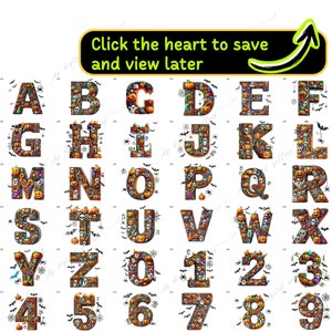 252 Cute Halloween Alphabet & Numbers Bundle, Halloween Letters PNG ...
