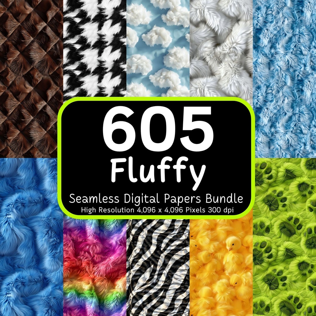 605 Fluffy Seamless Patterns Bundle, Fluffy Digital Papers, Printable ...