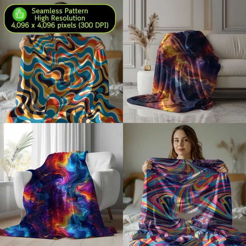 570 Psychedelic Seamless Patterns Bundle, Psychedelic Background, Psychedelic Paper, Sublimation ...