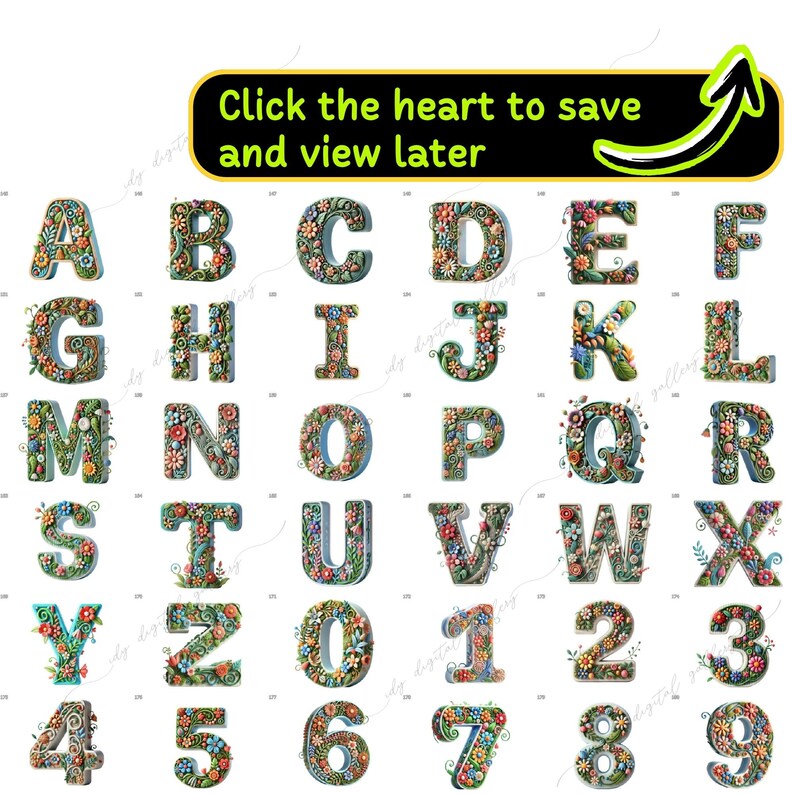 324 Whimsical Alphabet & Numbers Bundle, Whimsical Letters, Whimsical ...