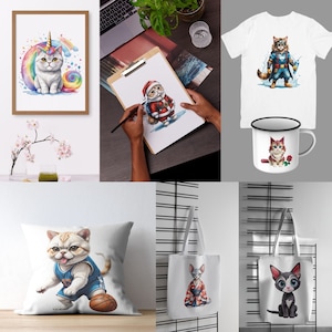 272 Cute Cat Clipart Bundle, Funny Cats, Watercolor Cats, Cat PNG ...