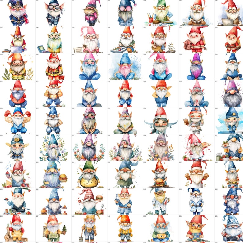 504 Gnome Watercolor Clipart Bundle, Cute Gnome Worker, Gnome Clipart ...