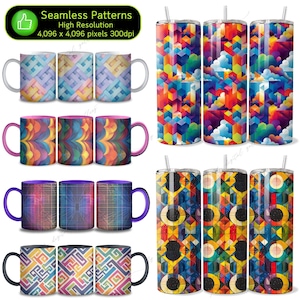 800+ Geometric Seamless Patterns Bundle, Abstract Digital Paper ...
