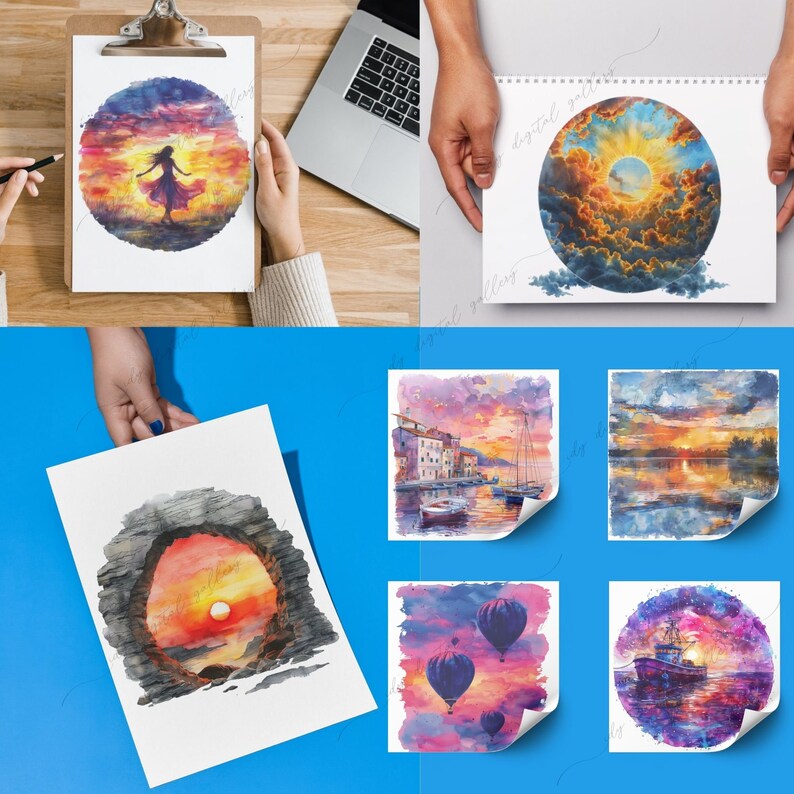 261 Sunset Clipart Bundle, Sunset Png, Sunset Watercolor, Beach Clipart ...