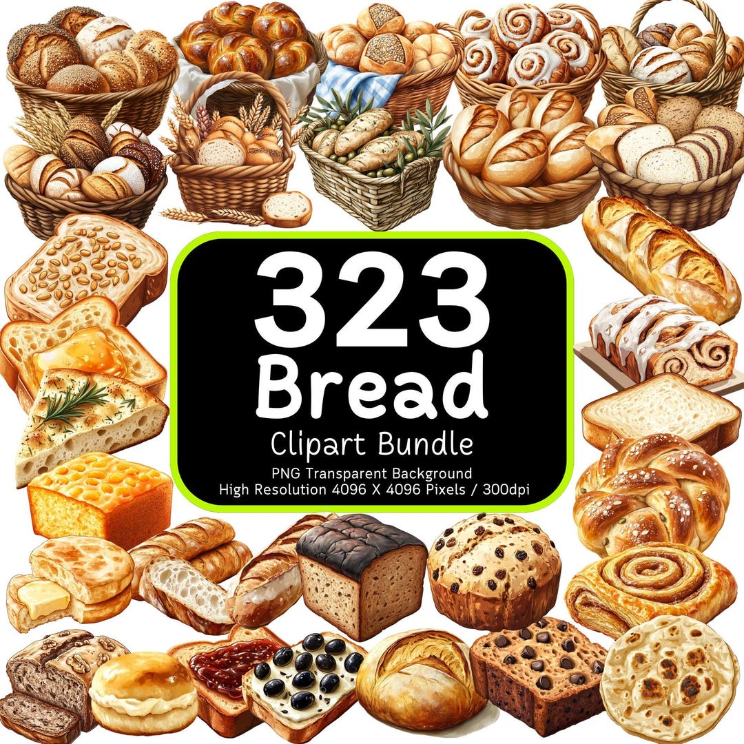 323 Bread Clipart Bundle, Bakery Png, Baking Clipart, Food Png Clipart ...