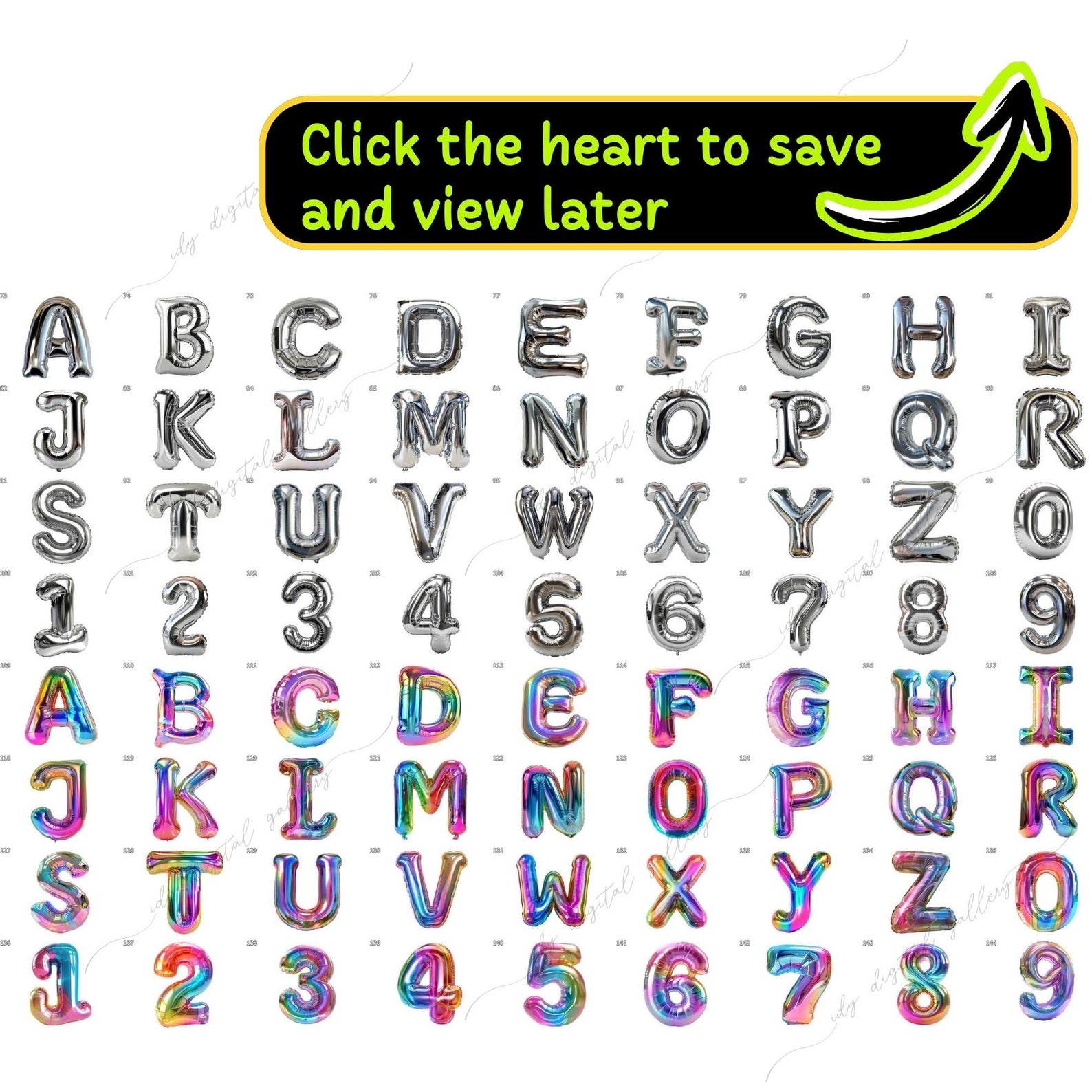 360 Colorful Inflated Alphabet Bundle, Inflated Letters, Colorful ...