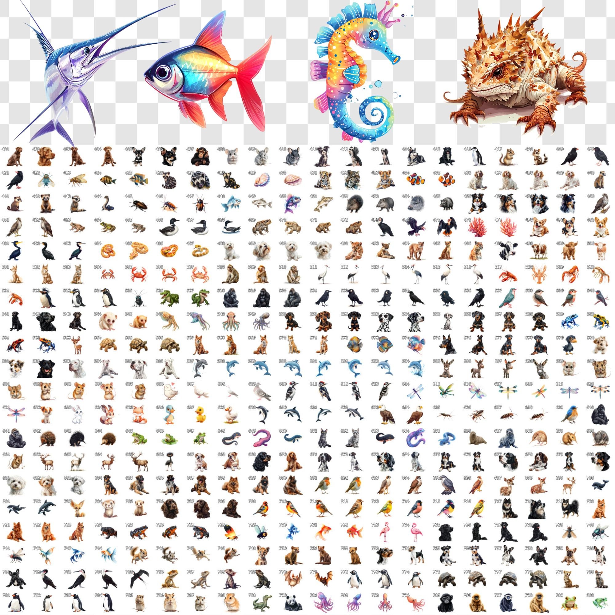 1,501 Animal Cliparts, PNG Clipart, up to 400 Various Species of ...