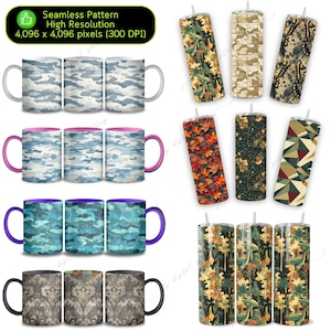 340 Camouflage Seamless Patterns Bundle, Camouflage Background, Camo ...
