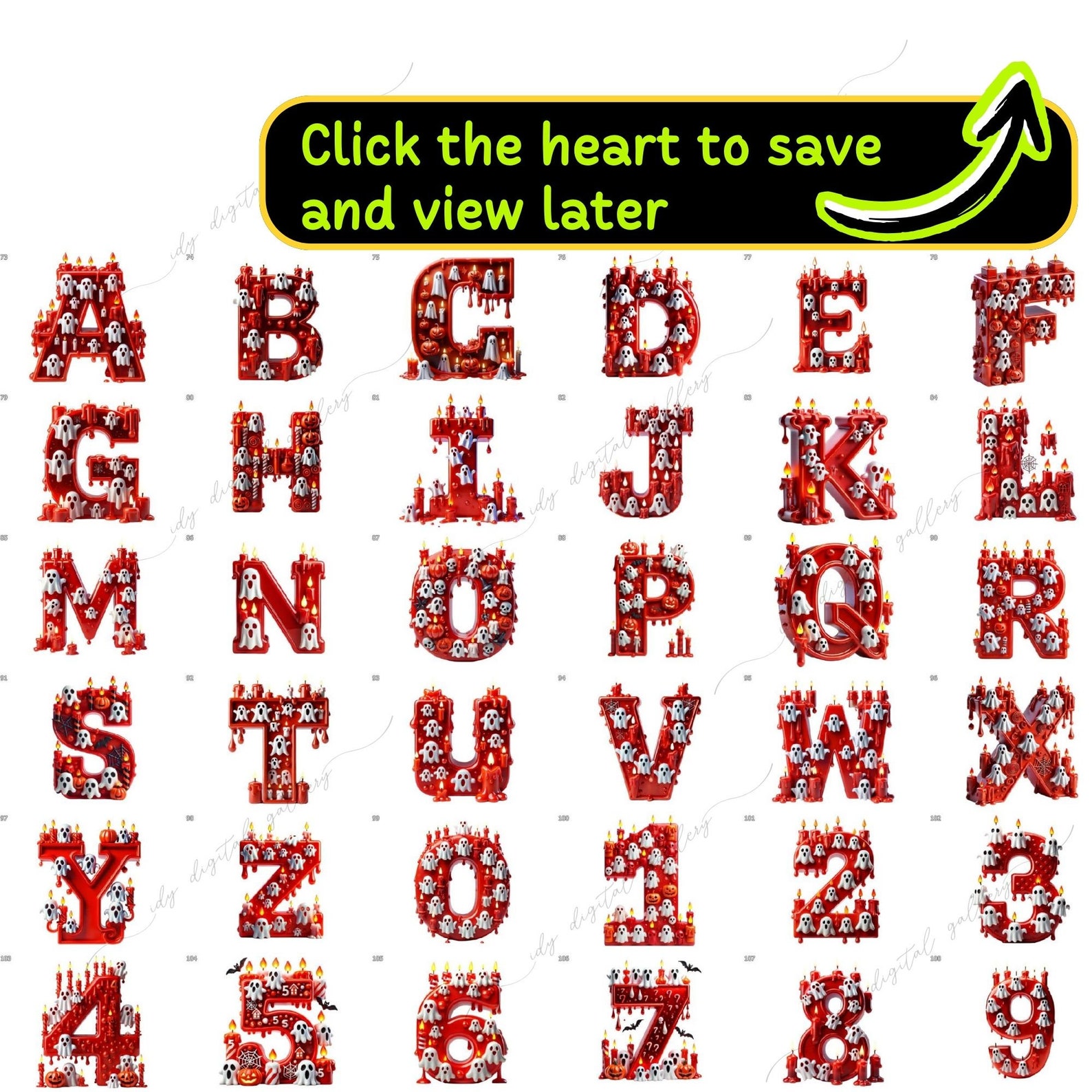 252 Cute Halloween Alphabet & Numbers Bundle, Halloween Letters PNG ...