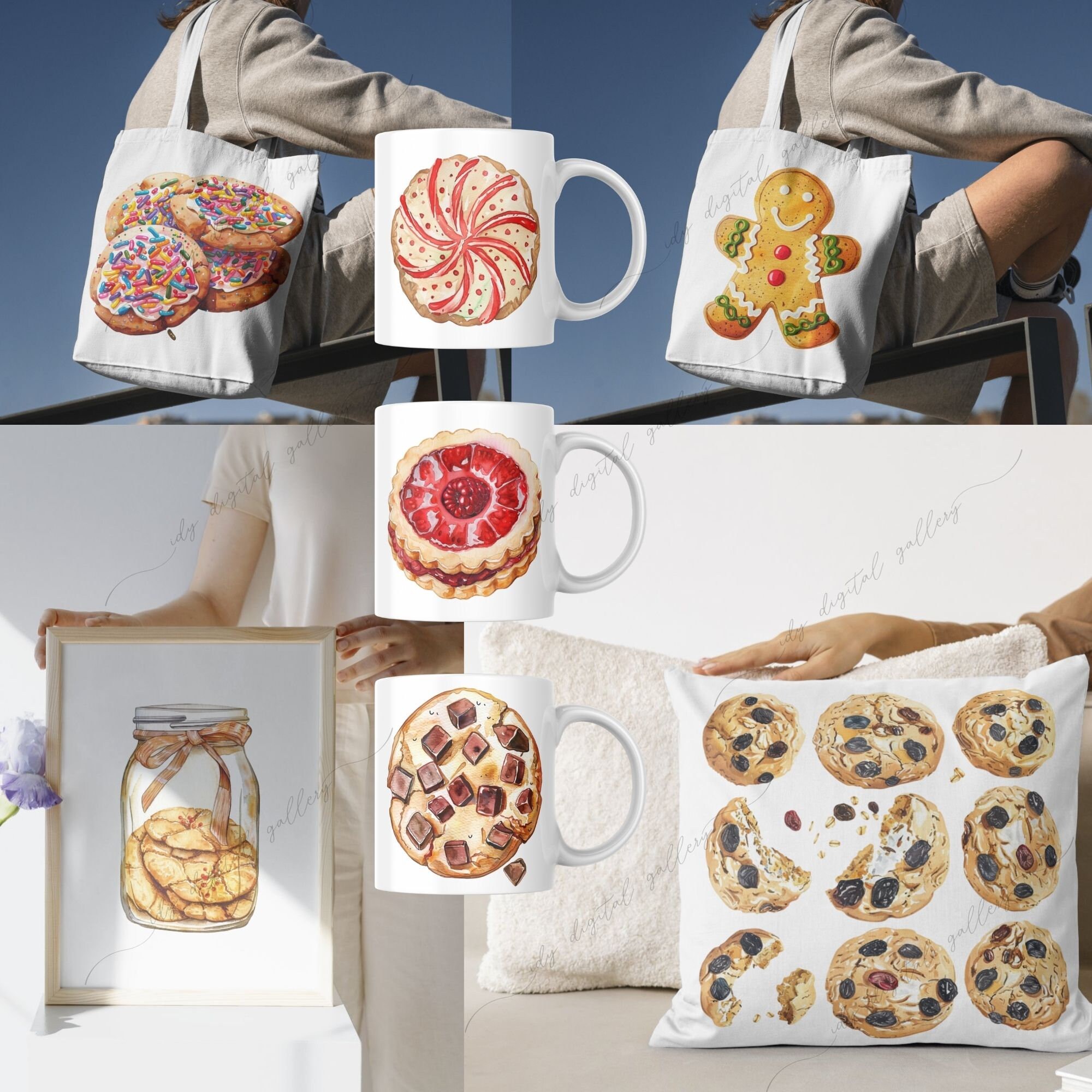 401 Cookie Clipart Bundle, Watercolor Cookies, Cookie PNG, Sweet ...