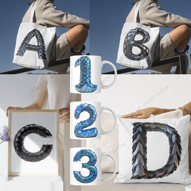 144 Glossy Scale Alphabet & Numbers Bundle, 3D Alphabet Letters ...