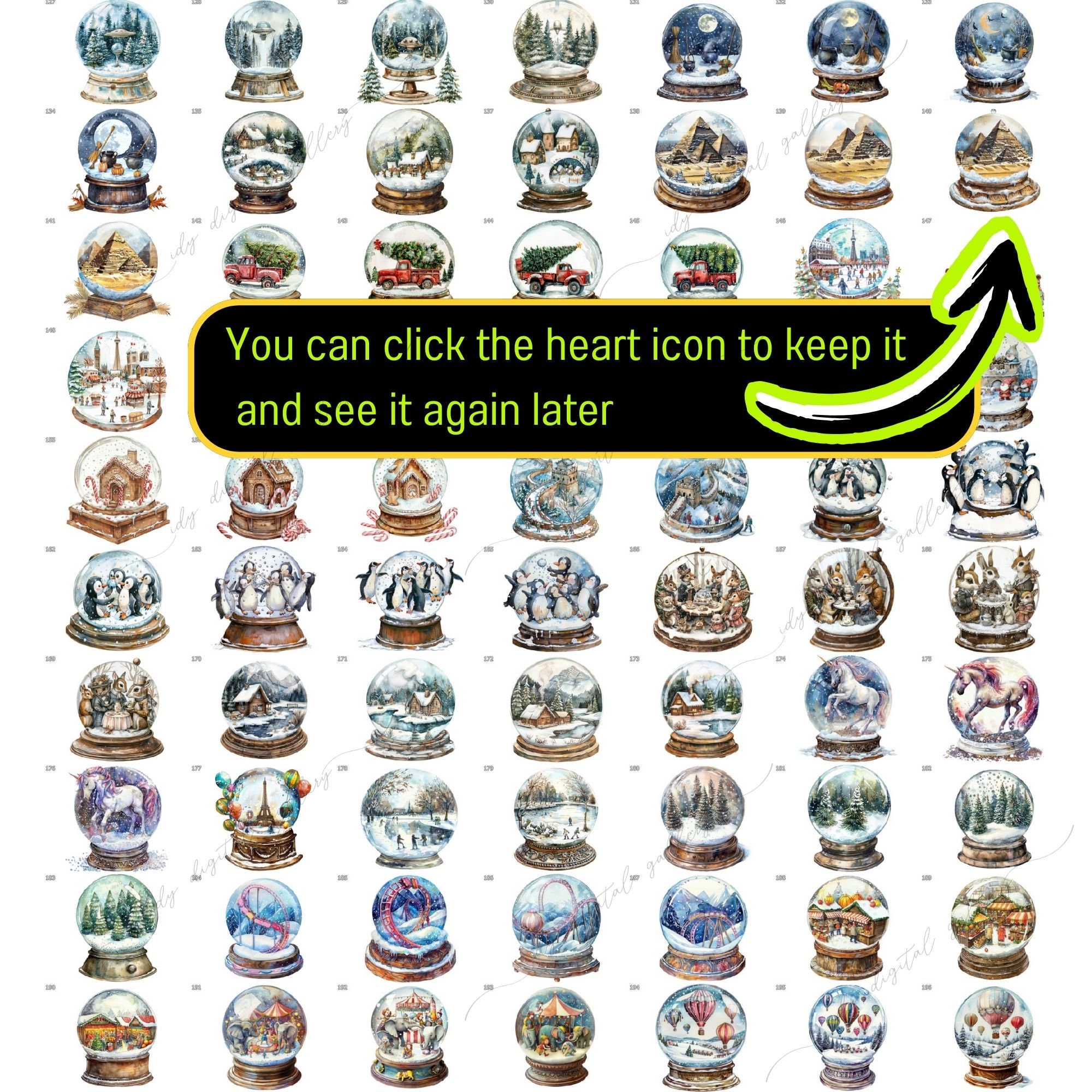 200 Snow Globe Clipart Bundle, Watercolor Snow Globe, Snow Globe PNG ...