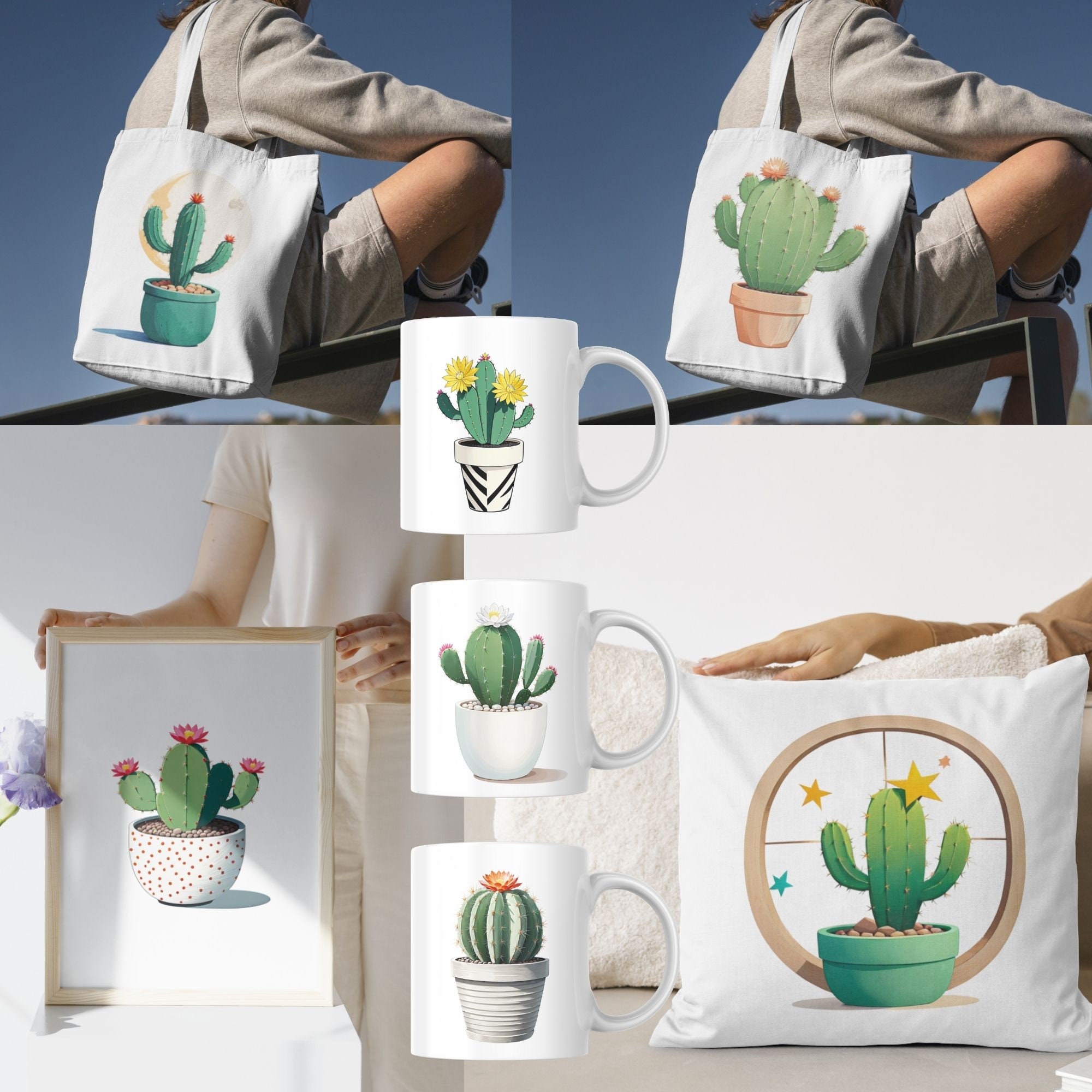 225 Cactus Clipart Bundle, Cactus PNG, Floral Clipart, Cacti Clipart ...
