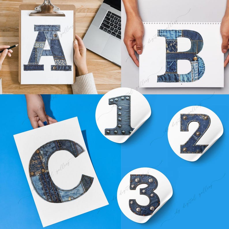 144 Denim Alphabet & Numbers Bundle, Denim Letters, Patchwork Letters ...
