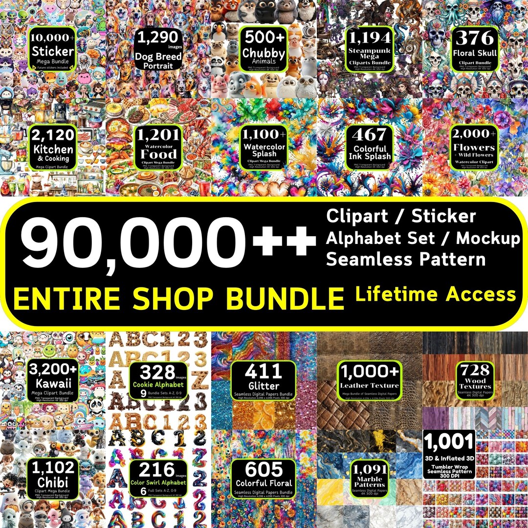 90,000++ ENTIRE Shop Bundle - All Past and Future Designs, Lifetime ...