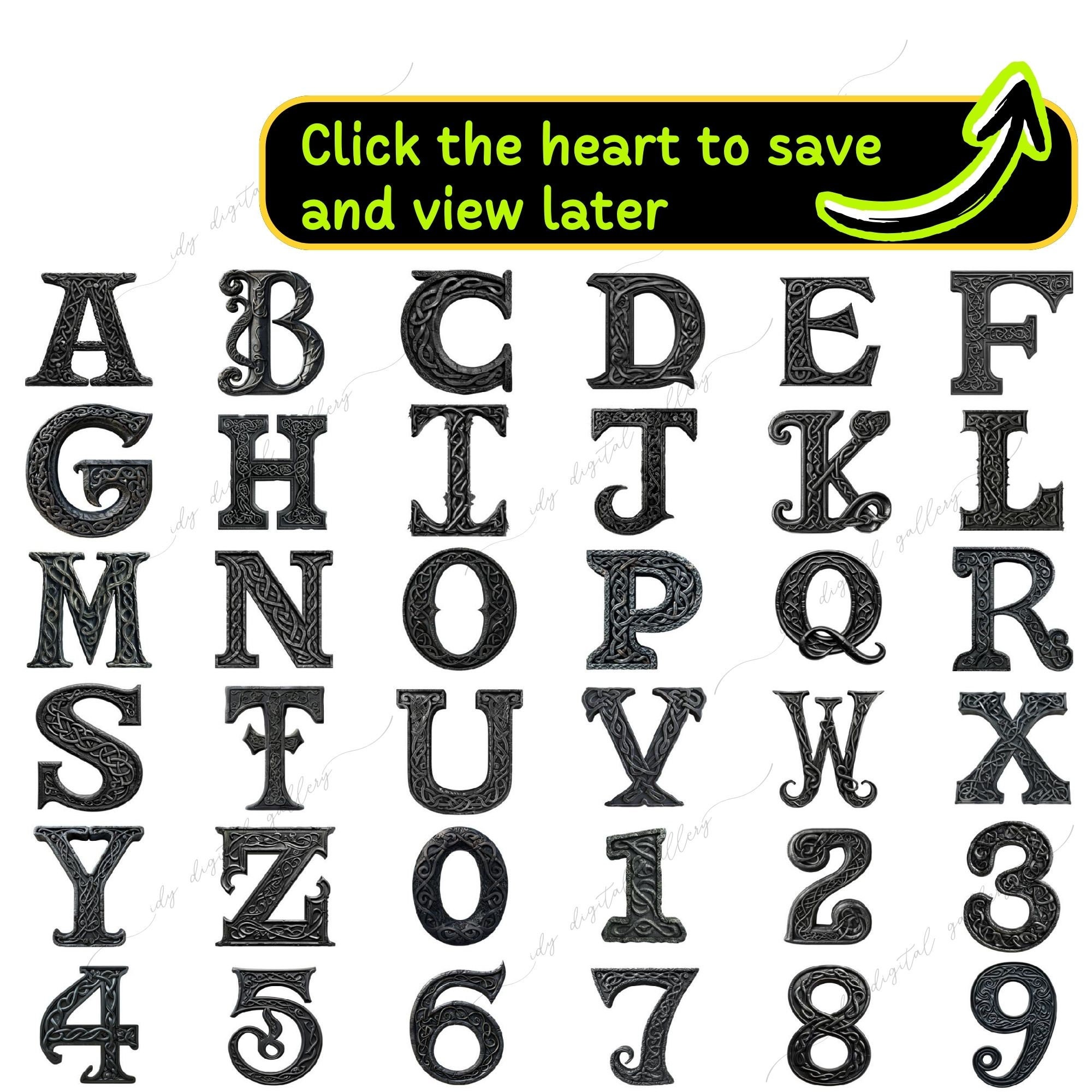 144 Celtic Alphabet and Numbers, Celtic Letters, Ancient Alphabets ...