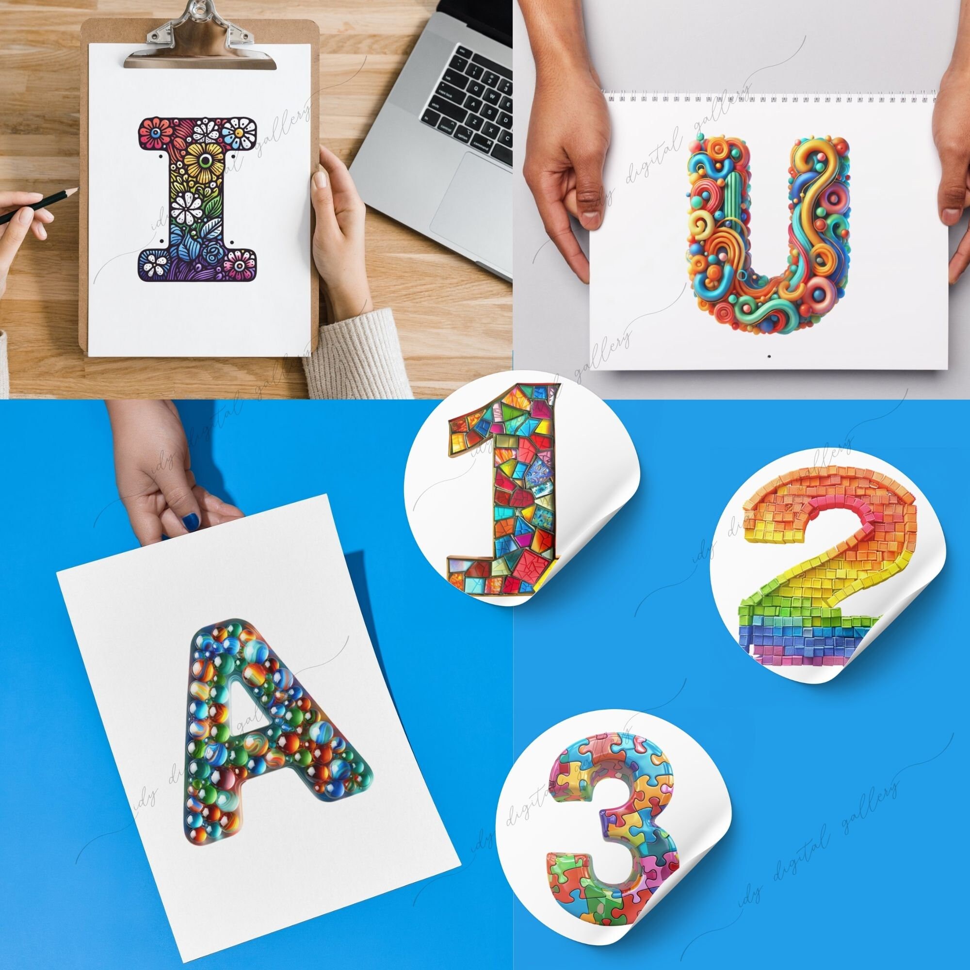 720 Colorful Alphabet Mega Bundle, Colorful Letters, Cute Letters ...