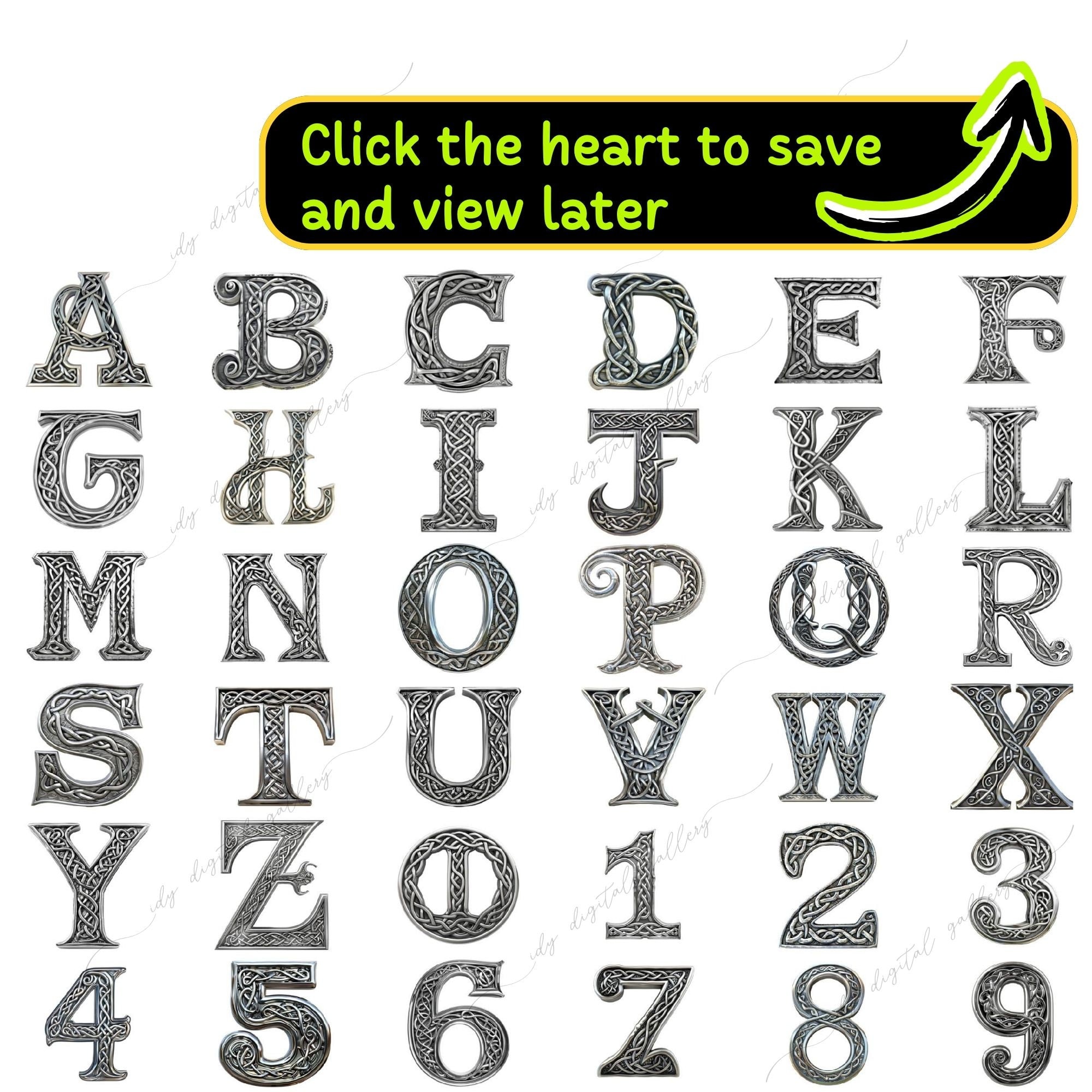 144 Celtic Alphabet and Numbers, Celtic Letters, Ancient Alphabets ...