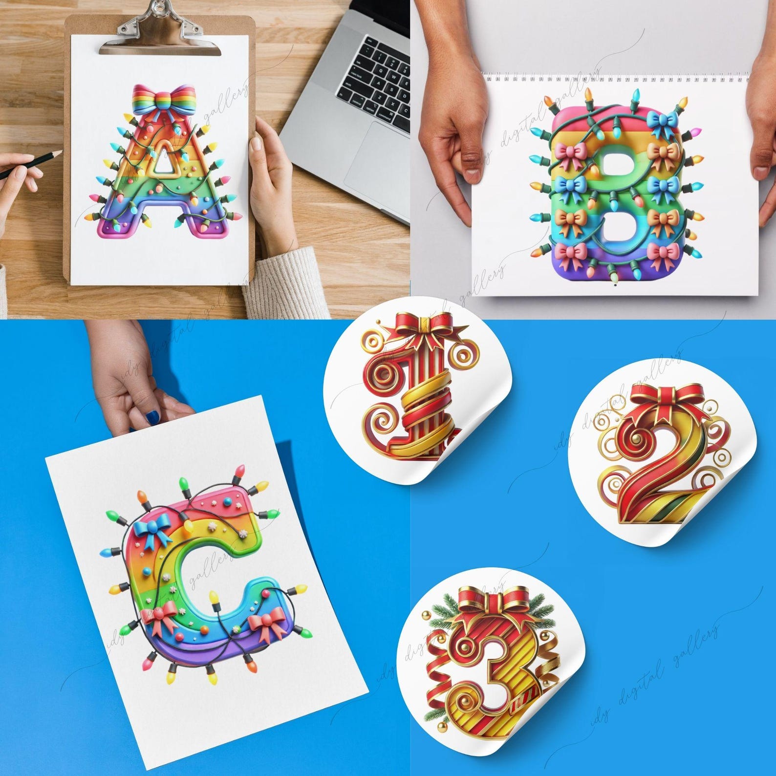 144 Christmas Gift Alphabet & Numbers Bundle, Christmas Alphabet ...