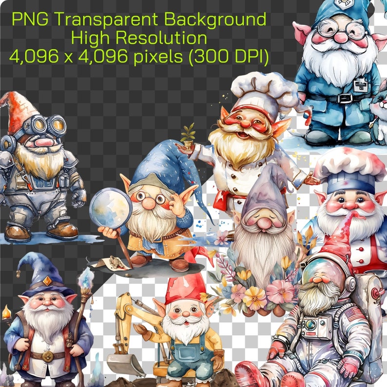 504 Gnome Watercolor Clipart Bundle, Cute Gnome Worker, Gnome Clipart ...