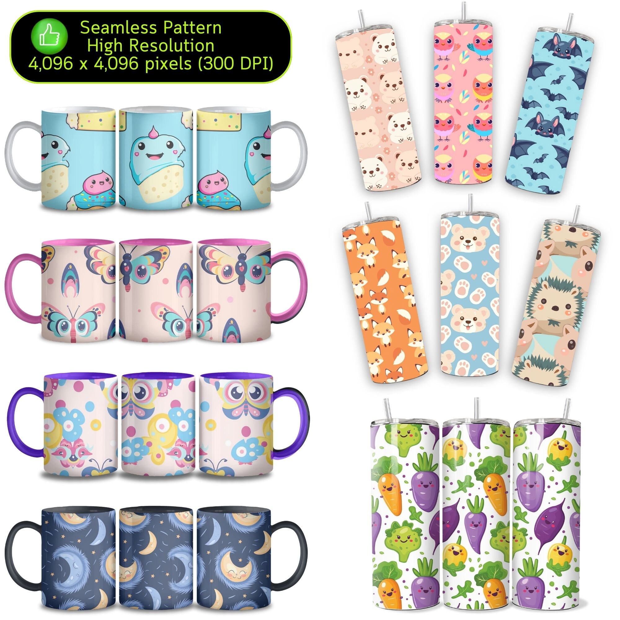 472 Kawaii Seamless Patterns Bundle, Kawaii Digital Paper, Cute ...