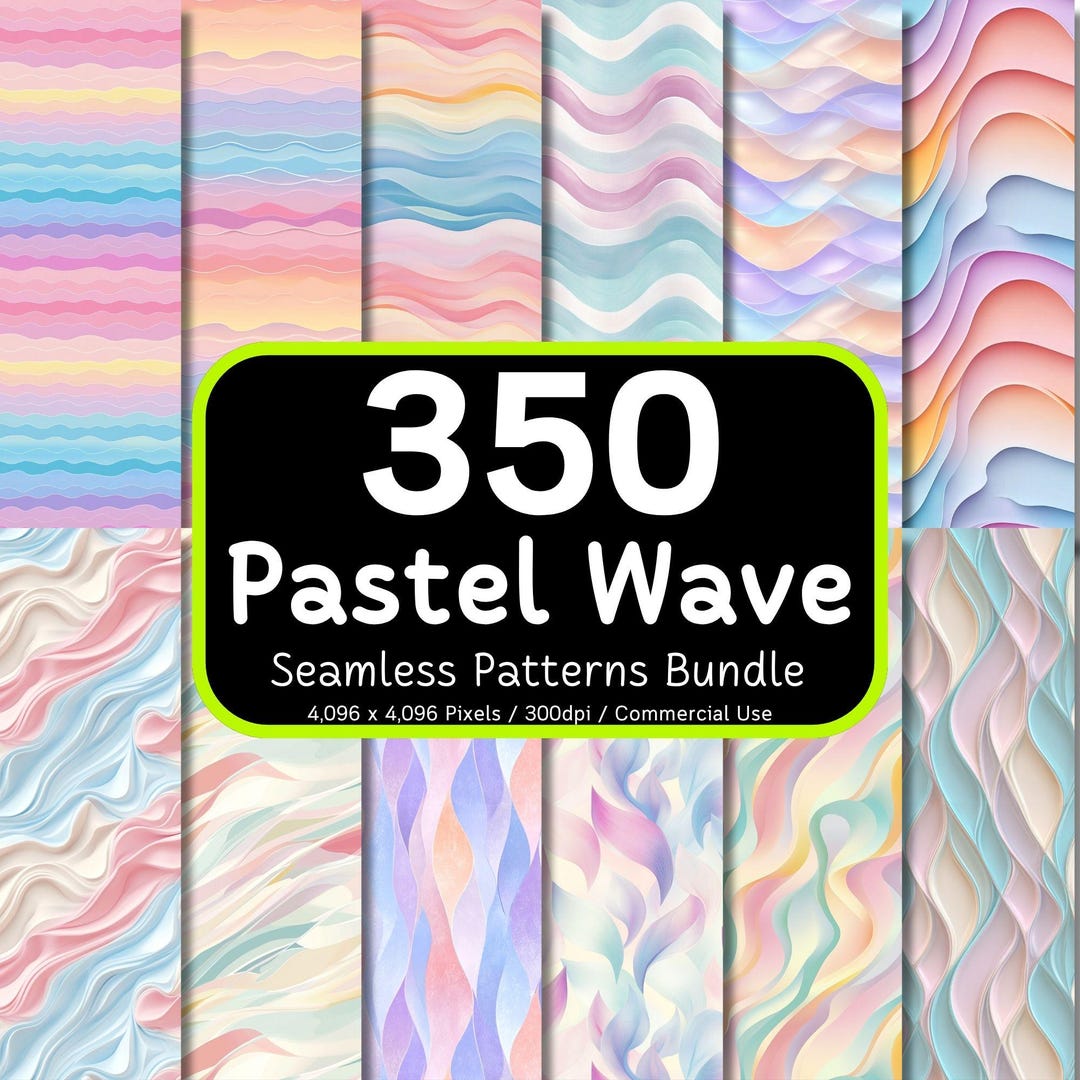 350 Pastel Wave Seamless Patterns Bundle, Soft Wavy Digital Paper ...