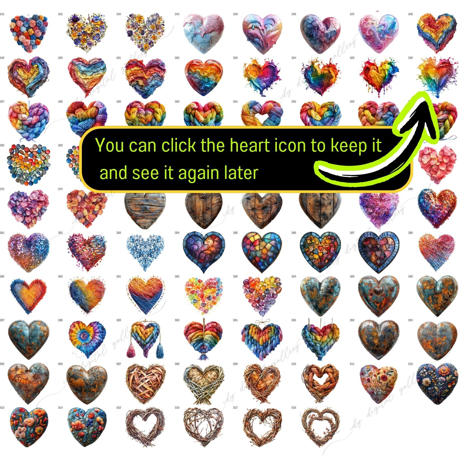 300+ Heart Clipart Bundle, Valentine's Day Heart PNG, Cute Heart ...