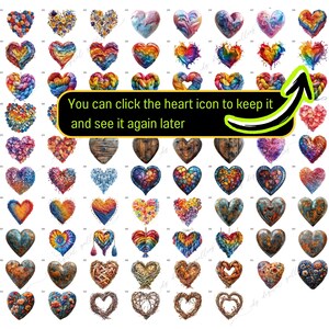 300 Heart Clipart Bundle, Watercolor Heart, Cute Heart, Floral Heart ...