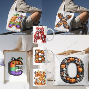 252 Cute Halloween Alphabet & Numbers Bundle, Halloween Letters PNG ...