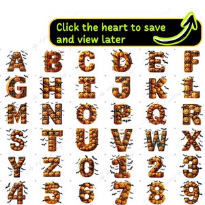 252 Cute Halloween Alphabet & Numbers Bundle, Halloween Letters PNG ...