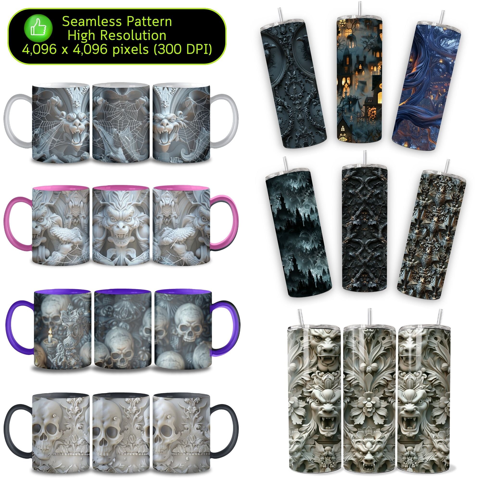 400 Gothic Seamless Patterns Bundle, Haunting Patterns, Skull Designs ...