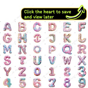 216 Donut Alphabet & Numbers Bundle, Sweet Treats PNG, Cute Alphabet ...