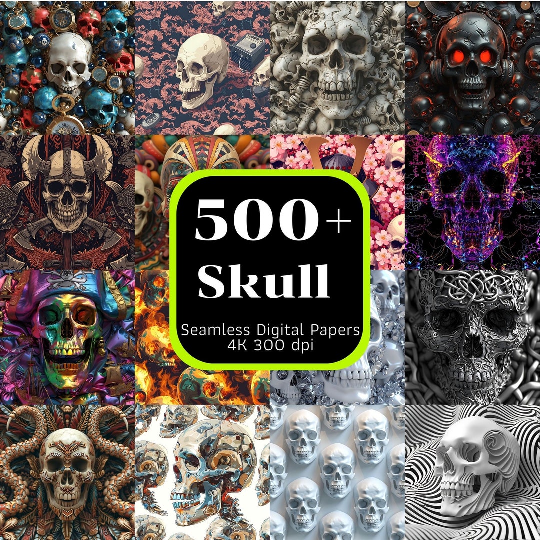 500+ Skull Seamless Patterns, Seamless Digital Papers, Seamless ...