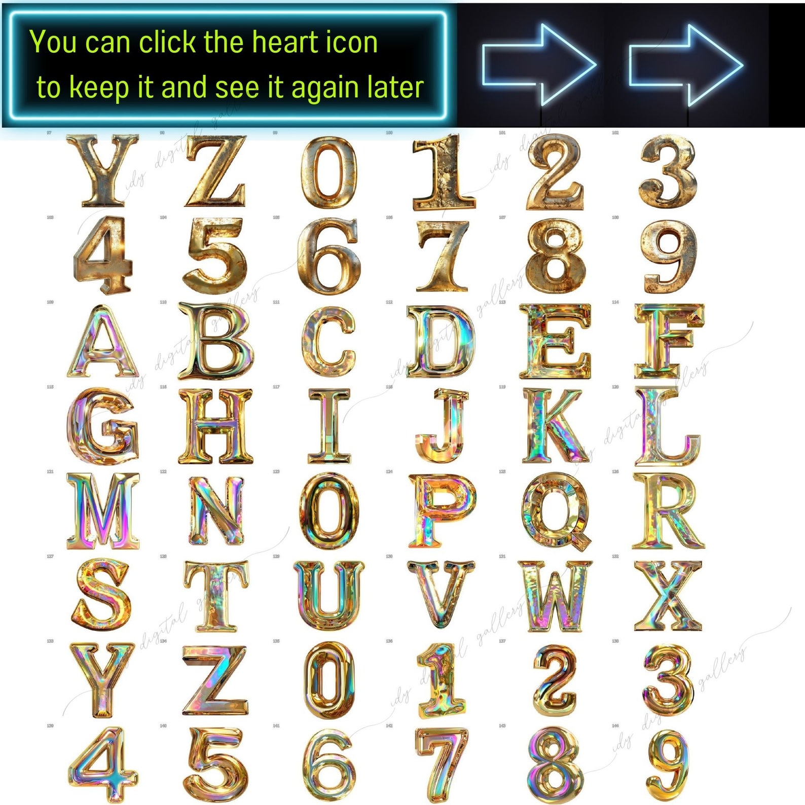 180 Golden Alphabet Bundle, Gold Letters, Gold PNG, Gold Alphabet Font ...