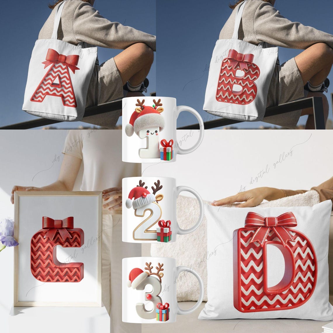 144 Christmas Gift Alphabet & Numbers Bundle, Christmas Alphabet ...